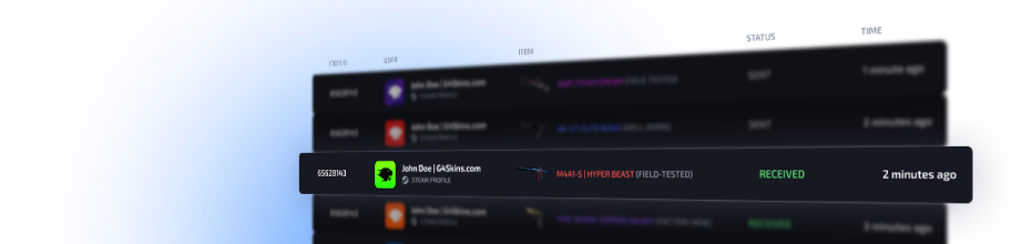 Live Withdrawals | G4Skins - Open CS:GO & CS2 cases and win skins!